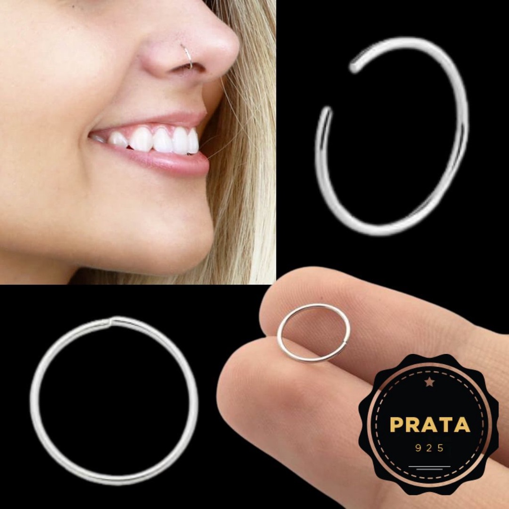 Piercing Argolinha Argola Nariz Em Prata Legítima 925 | Shopee Brasil