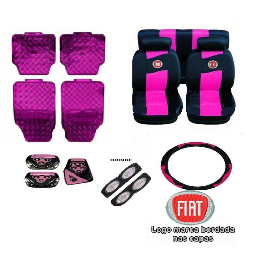 Kit Rosa Capa Banco+volante+pedaleira+tapete P/ Fiat Uno | Shopee Brasil