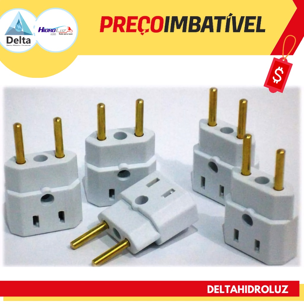 Adaptador Tomada de 3 Pinos para 2 - De 20A para 10A (pino grosso para ...