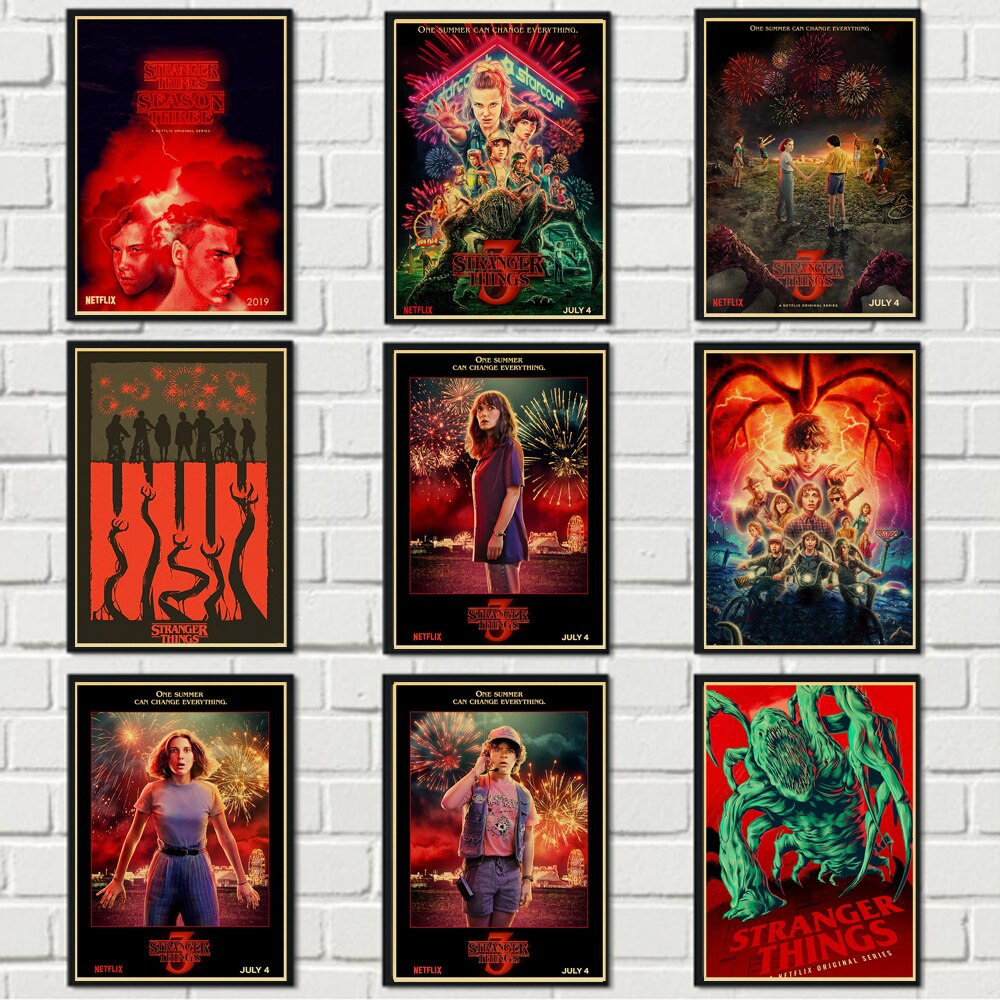 Vintage Poster New TV Stranger Things 3 Retro Poster kraft paper wall ...