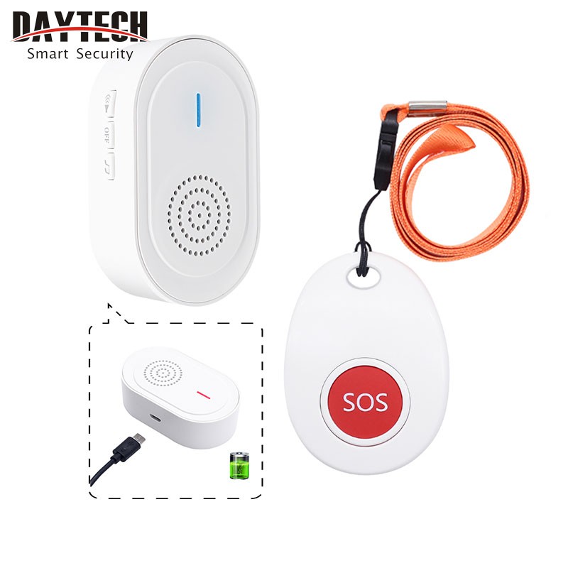 Daytech Caregiver Pager Sem Fio Botão De Chamada Recarregável Sistema De Alerta De Enfermeira ...