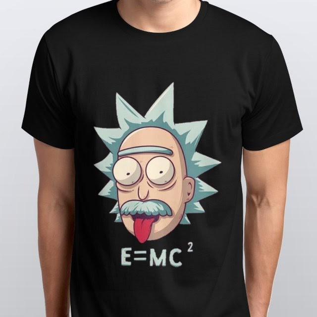 Camiseta Masculina Preta Rick and Morty, Einstein Theme | Shopee Brasil