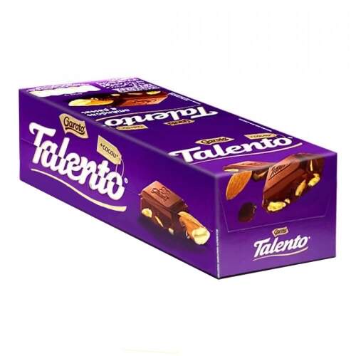 CHOCOLATE TALENTO AMENDOAS E PASSAS GAROTO 15 X 25G | Shopee Brasil