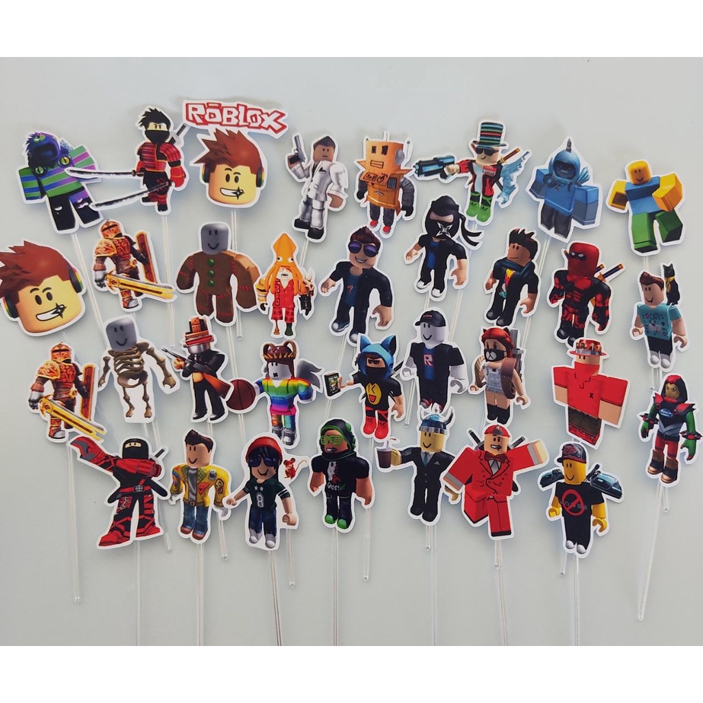 Kit Festa Roblox 1 Topo de Bolo + 60 Topper para Doces | Shopee Brasil