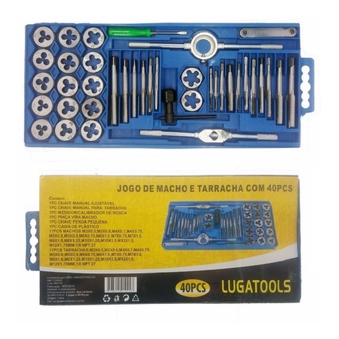 Jogo Tarraxa Kit Macho E Fêmea Cossinete Abre Rosca Com 40pç | Shopee ...
