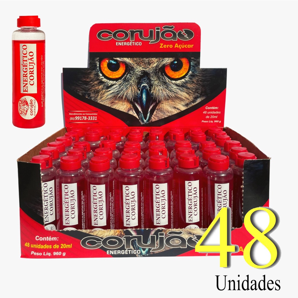 Energético Corujão Líquido Original (Flaconete de 20ml) - Display c/48 ...