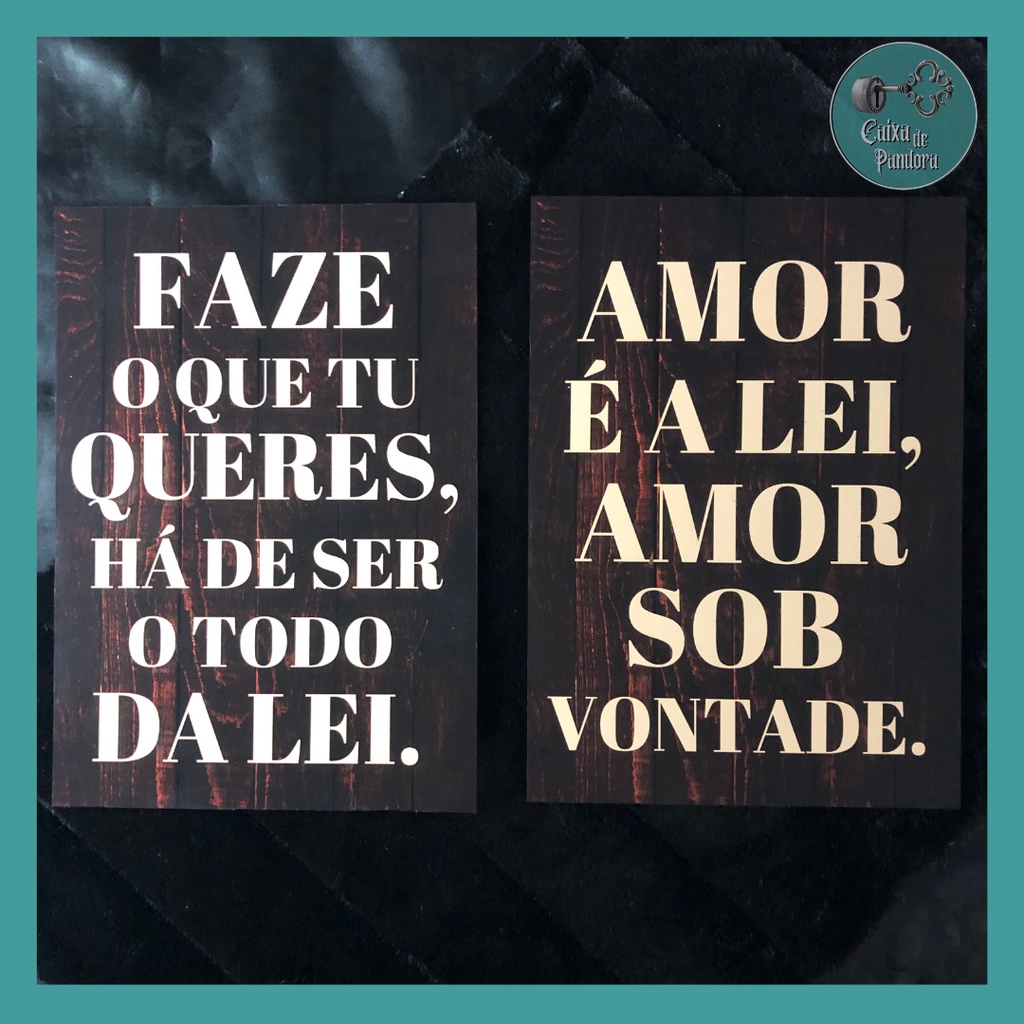 Kit 2 Quadros Lei de Thelema | 93 Faze o Que Tu Queres | Amor É a Lei ...