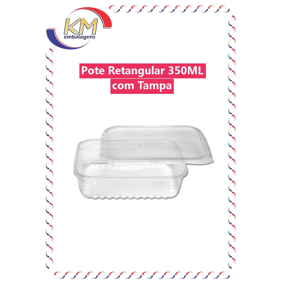 Pote retangular s/lacre 350 ml c/ tampa 24 unid - Prafesta - marmita fitness, embalagem ...