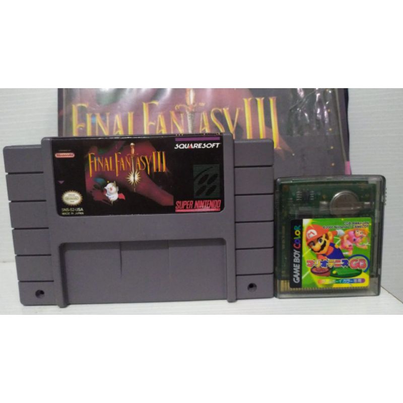 Final Fantasy III Paralelo com Bateria + Mario Tennis Original JAP GBC ...