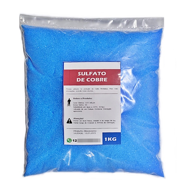 Sulfato De Cobre Penta Hidratado 98,5% Pureza - 1 Kg | Shopee Brasil