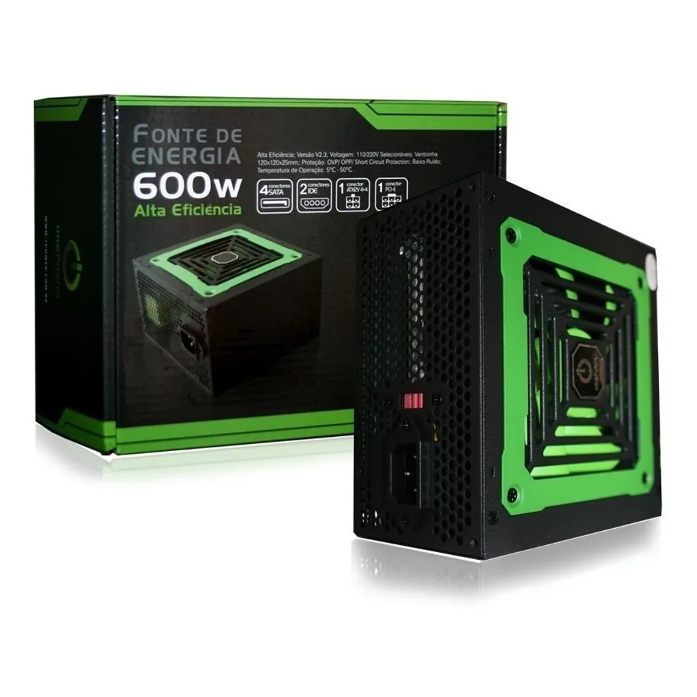 Fonte Atx Computador 600w Reais One Power Gamer Silenciosa - Escorrega ...