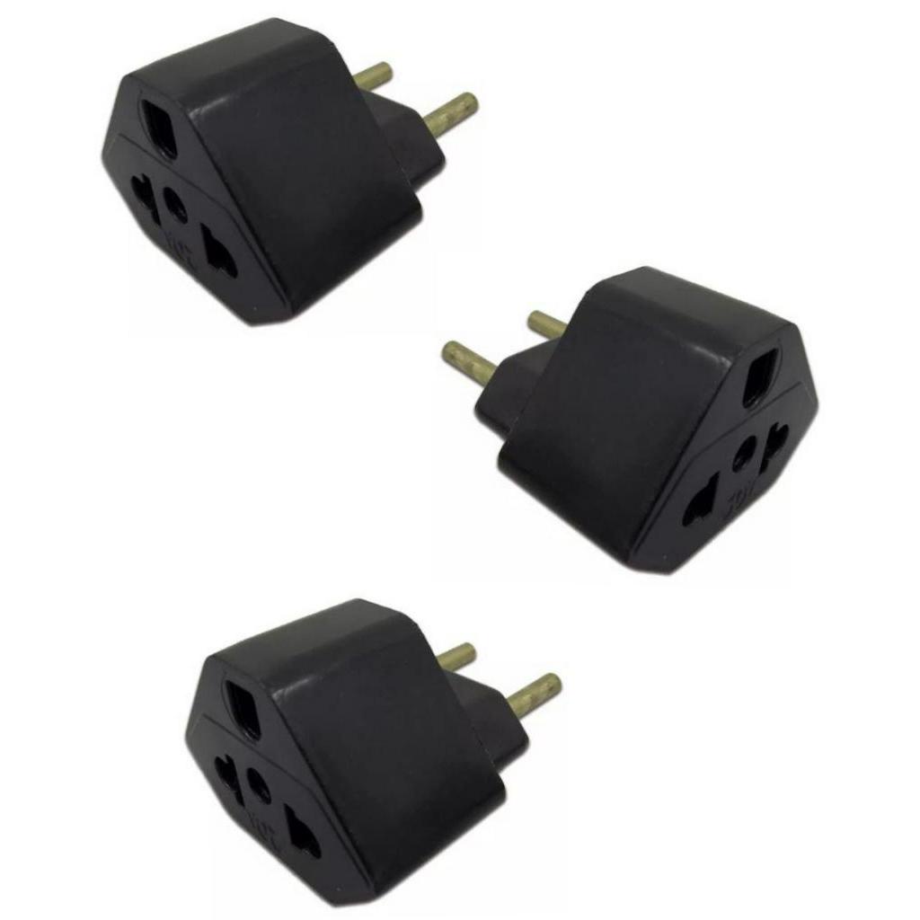 Kit 3 Plugs Adaptador Universal Preto 20A | Shopee Brasil
