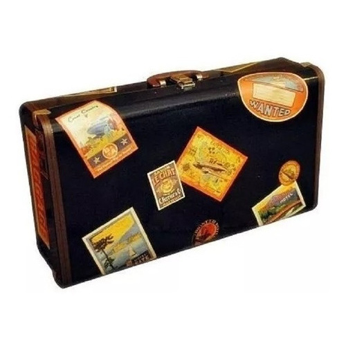 Mala Antiga Vintage Retrô Decorada Tamanho M - Preta | Shopee Brasil