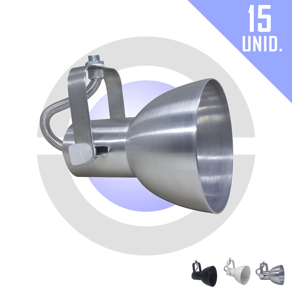 Kit 15 Spot Luminaria Bulbo Trilho Aluminio LED Moderna Direcionavel ...