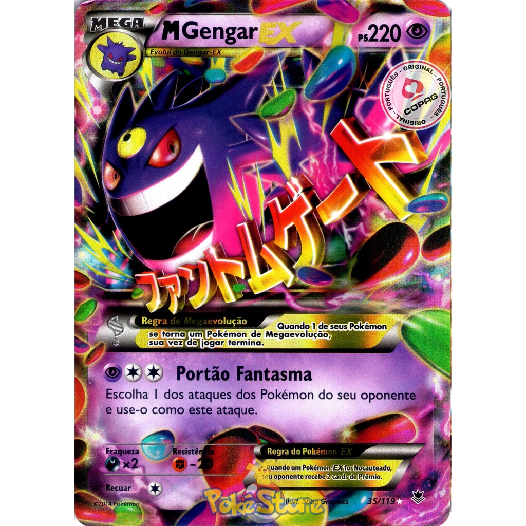 Carta Pokemon Mega Gengar EX Português Card Original Copag - XY Força ...