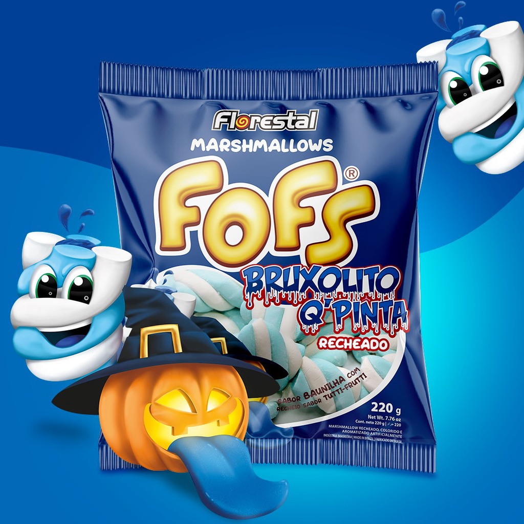 Marshmallow Fofs Bruxolito Pinta a lingua 220g Sabor Baunilha ...