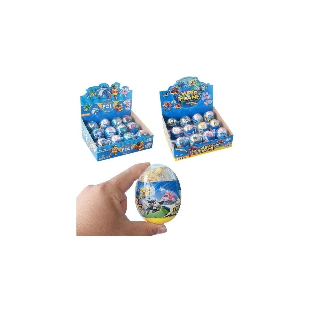 Bloco Montar Tipo Lego Robocar Poli Egg Poli Ovo Surpresa 2 Em 1 AZUL ...