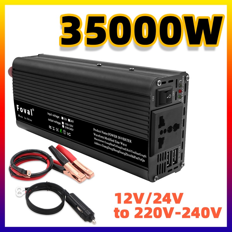 Inversor De Energia 35000W DC 12V Para AC 220V 230V Com Conversor De Soquete Carros Externos ...