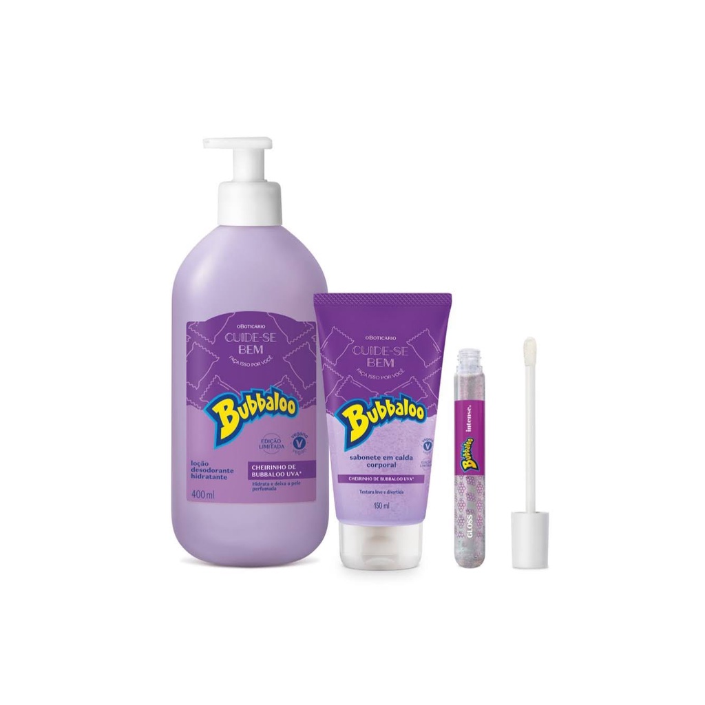Kit Bubbaloo: Hidratante Corporal + Sabonete em Liquido + Gloss - O ...