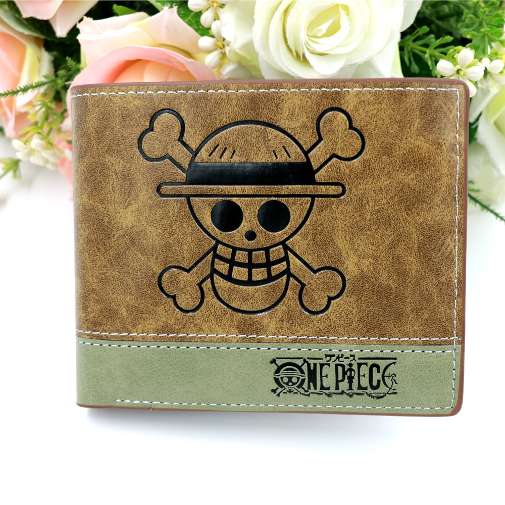 Anime Khaki Bifold Carteira Curto One Piece Luffy Ace Lay Chopper Moeda ...