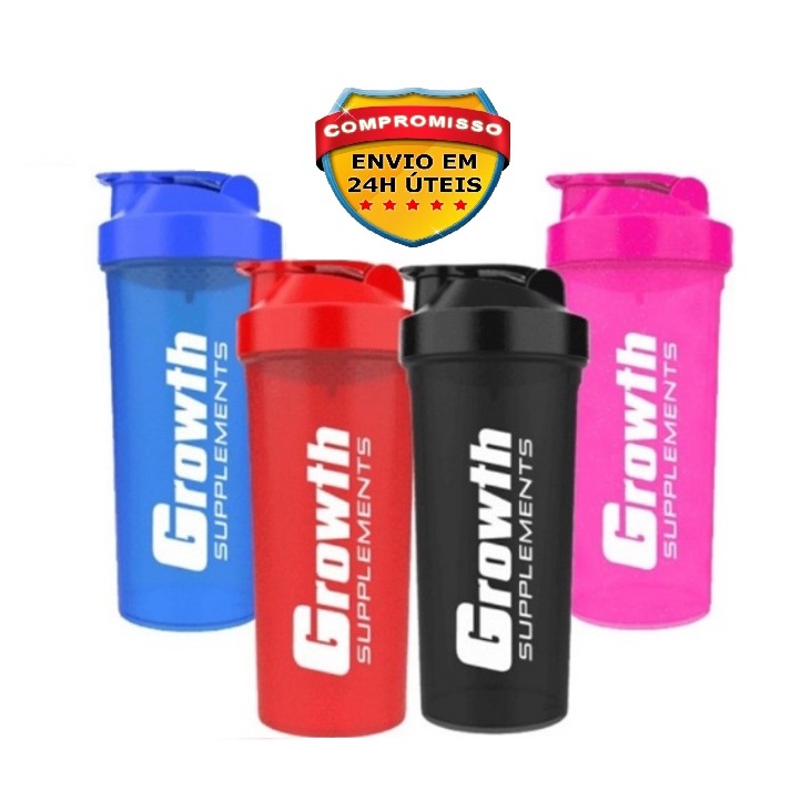 Coqueteleira Growth ORIGINAL Garrafa para academia Shakeira + mixer telinha mix ball 600ml ...