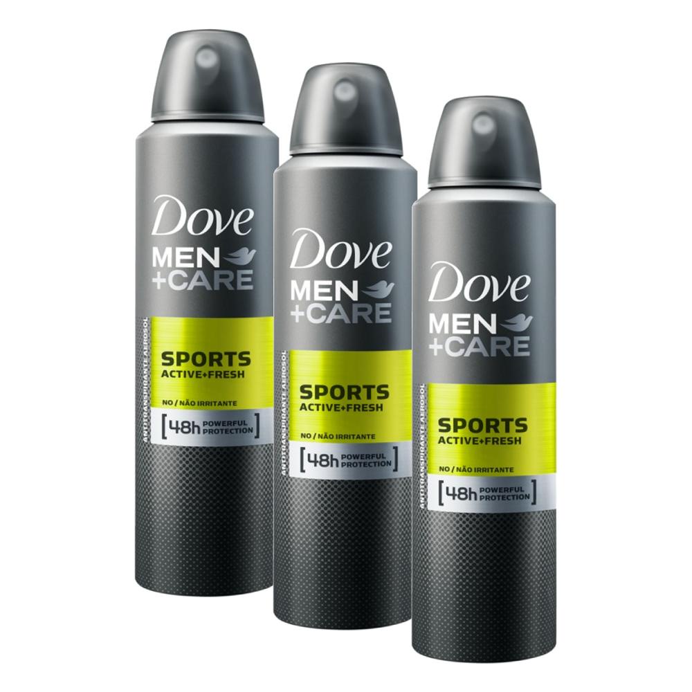 Kit com 3 Desodorantes Antitranspirantes Aerosol Dove Sports 150ml ...