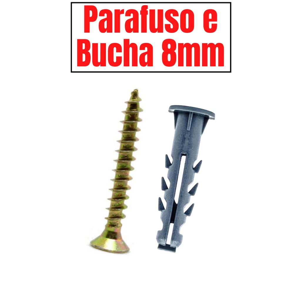 Bucha 8mm E Parafuso 8 Kit Buchas Com Anel Aba Com Parafusos Philips