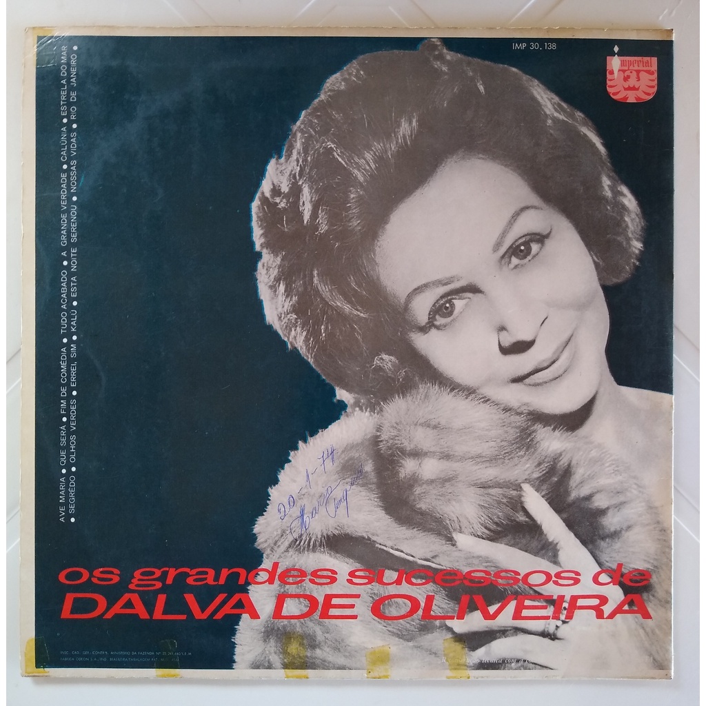 LP VINIL DALVA DE OLIVEIRA - OS GRANDES SUCESSOS DE DALVA-1969/MPB ...