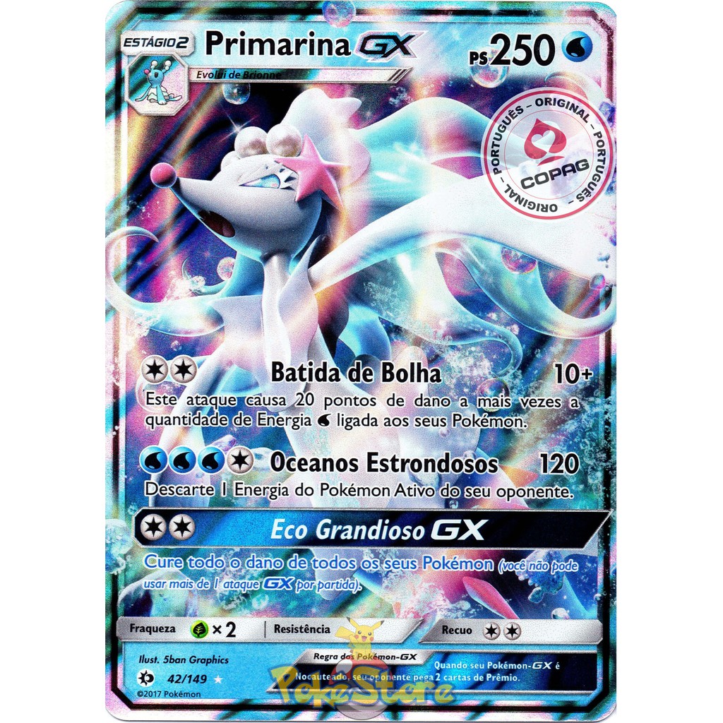 Carta Pokemon Primarina GX Português 42/149 149/145 Original Copag Full ...