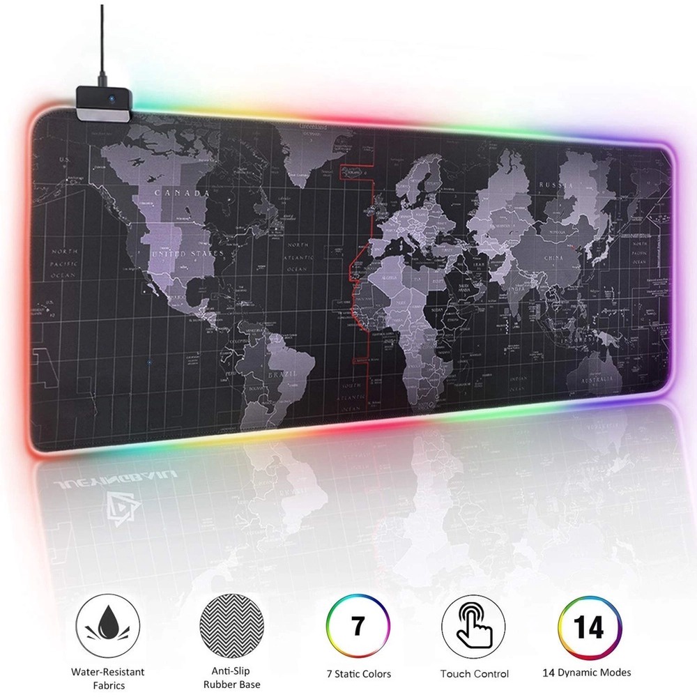 Mouse Pad Gamer RGB Mapa Mundi Com Led | Shopee Brasil