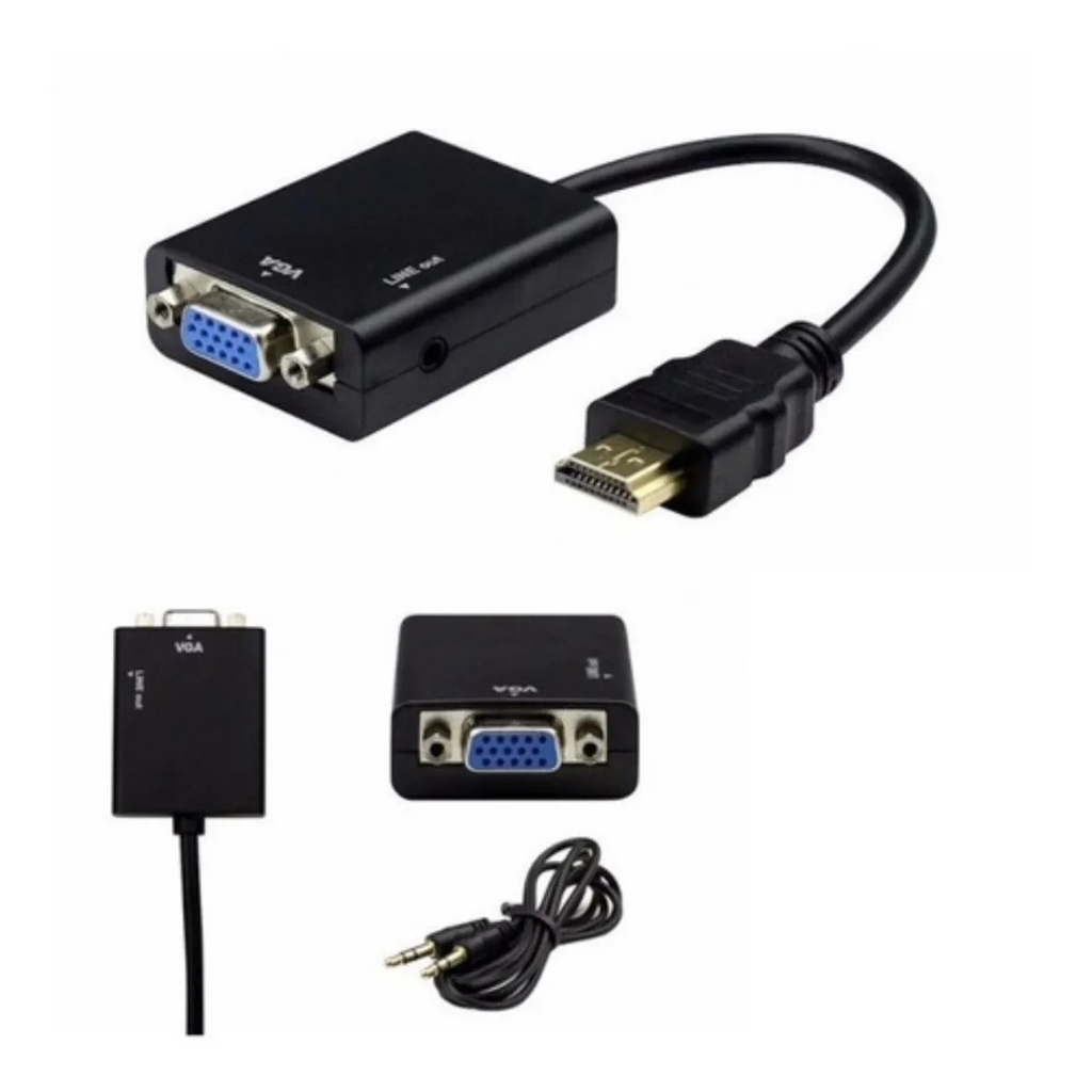 Cabo Adaptador Conversor Hdmi Para Vga Com Saída P2 De Áudio | Shopee ...