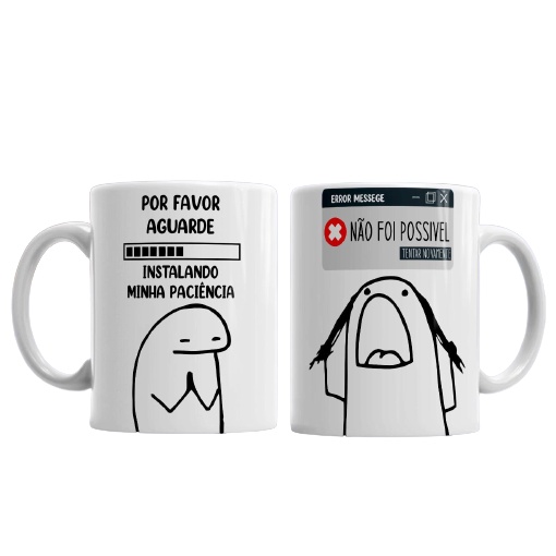 Caneca personalizada tema informática Meme Flork Por favor aguarde ...