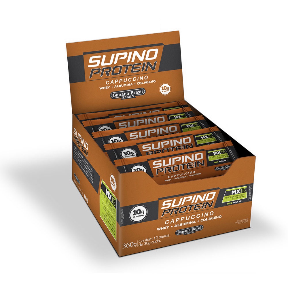 Supino Protein sabor Capuccino display com 12 barras de 30g | Shopee Brasil