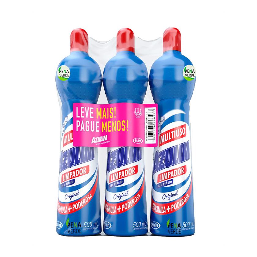 Kit 3 Uni Limpador Multiuso 500 ml Azulim Desengordurante | Shopee Brasil