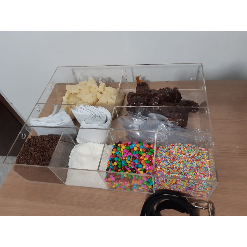 Tabuleiro Brigadeiro Gourmet Acrílico 8 Divisões Com Cinta | Shopee Brasil