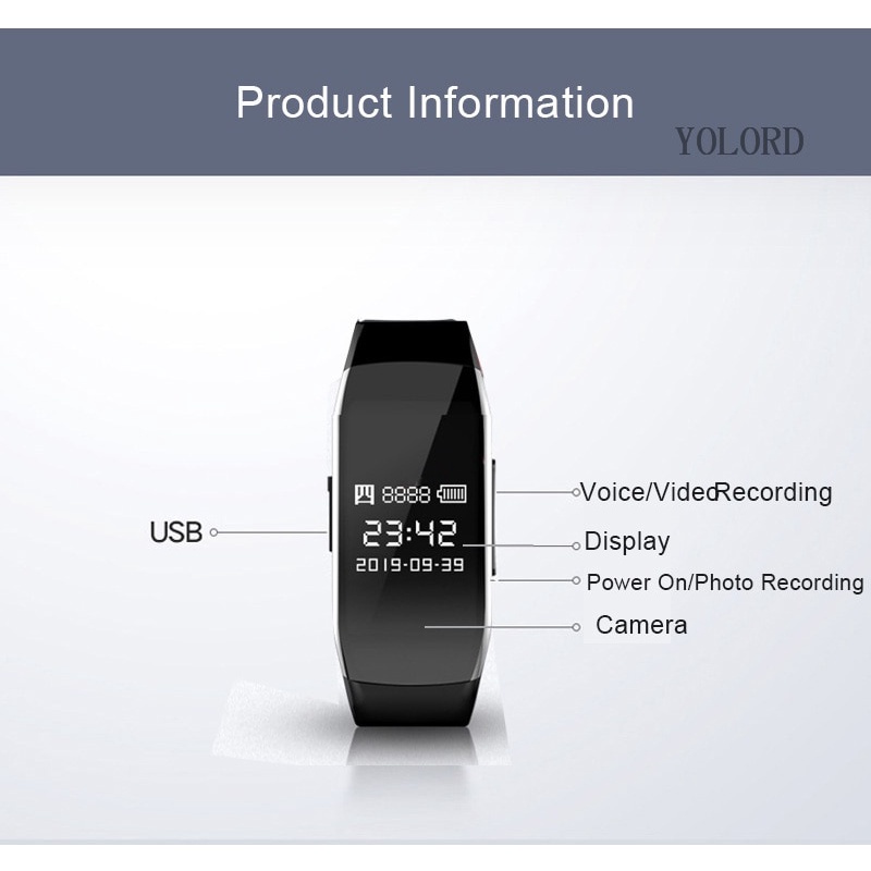 2024 Novo 1080P Wearable DV Camera Watch Wristband Gravador De Vídeo De ...