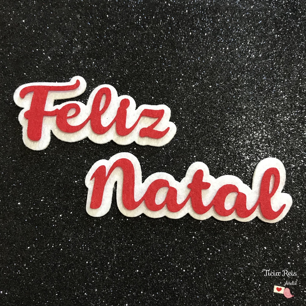 Recorte Feliz natal letra cursiva com fundo branco de feltro cortado a ...