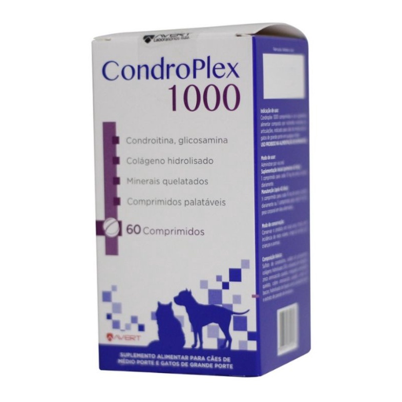 Condroplex 1000 com 60 comprimido.suplemento vitamínico para cães e ...
