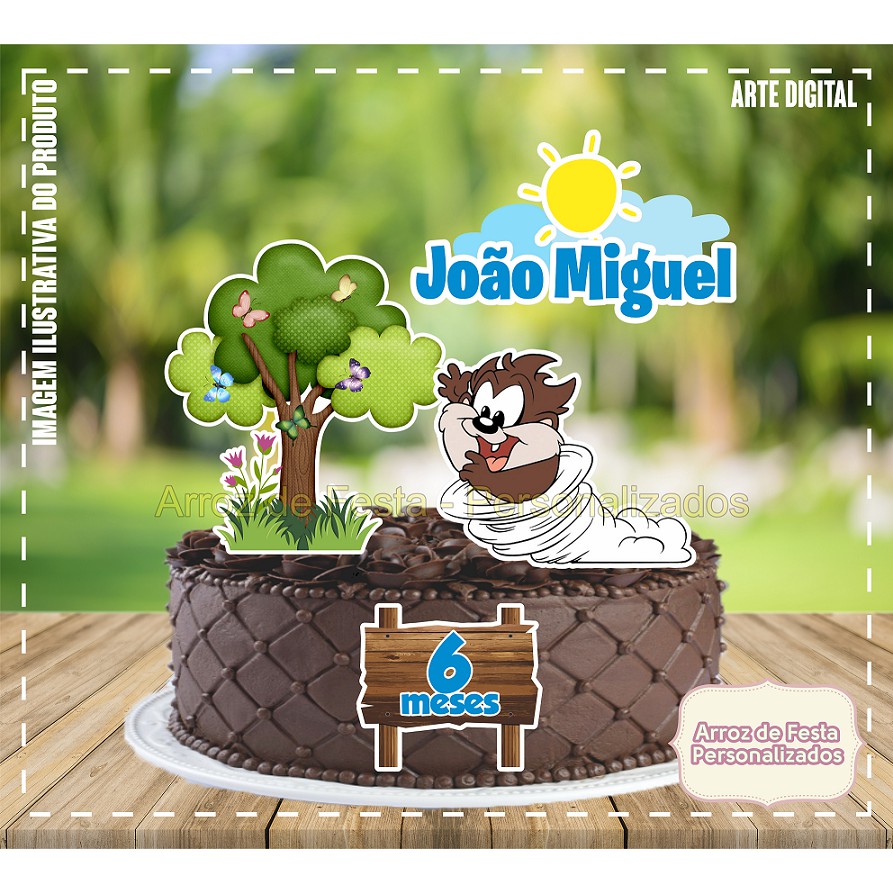 Topo de Bolo Topper de Bolo Personalizado Taz Baby | Shopee Brasil