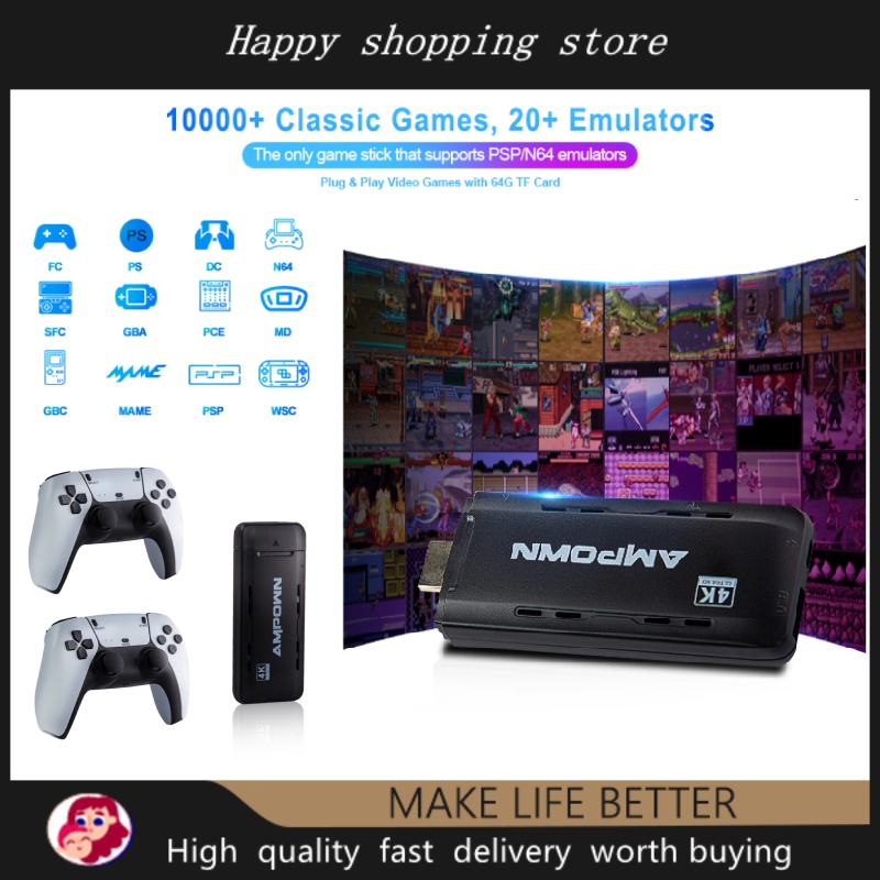 Console de videogame Ampown U9 com controlador sem fio 2.4G 10000 jogos ...