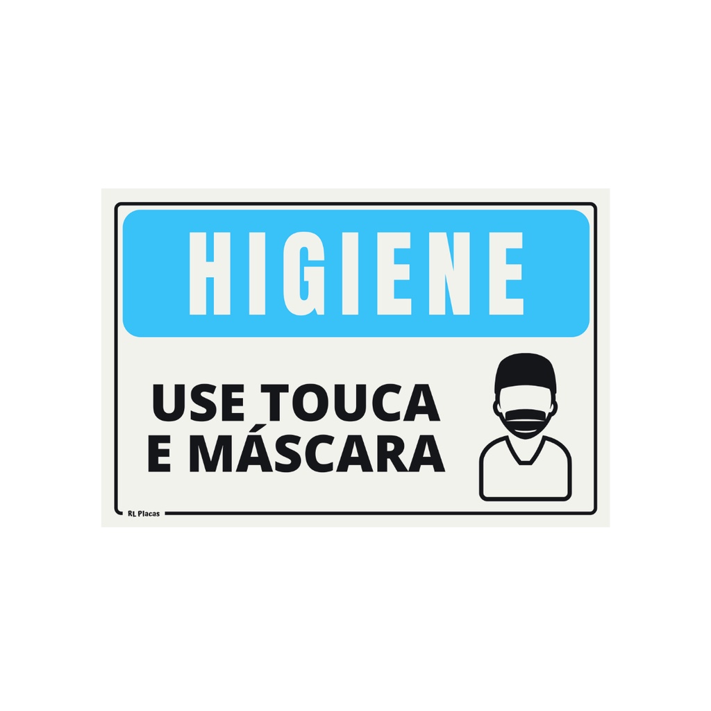 Placa de Sinalização Higiene Use Touca e Máscara 20x15 cm - Pictograma ...