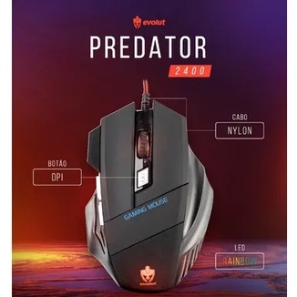 Mouse Gamer USB Evolut Predator EG103 EG-103 2400 Dpi Com Fio Led Rgb ...
