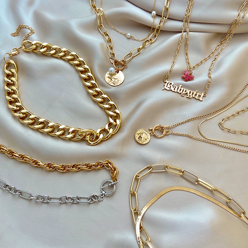 17 Km Moda Asymmetric Lock Colar Para As Mulheres Torção Cor Prata Ouro ...