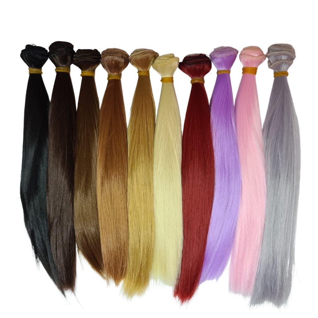 Cabelos sintéticos 25x100cm para bonecas e amigurumis (liso e ondulado ...