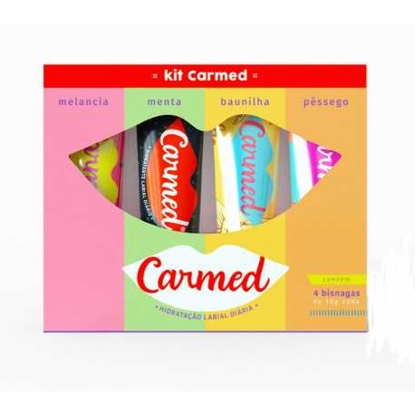 Kit Carmed Hidratante Labial com 4 unidades - Melancia, Menta, Baunilha ...