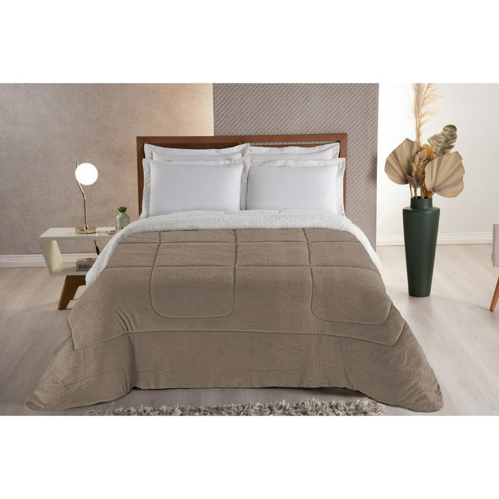 Edredom Sherpa Cobertor E Coberdrom Casal Queen Tecido 200 Fios ...