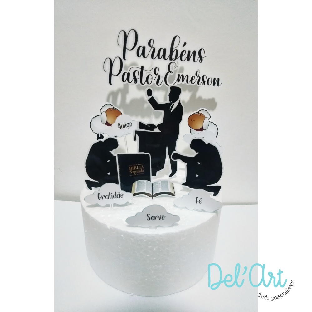 Topo Topper de Bolo personalizados Pastor | Shopee Brasil