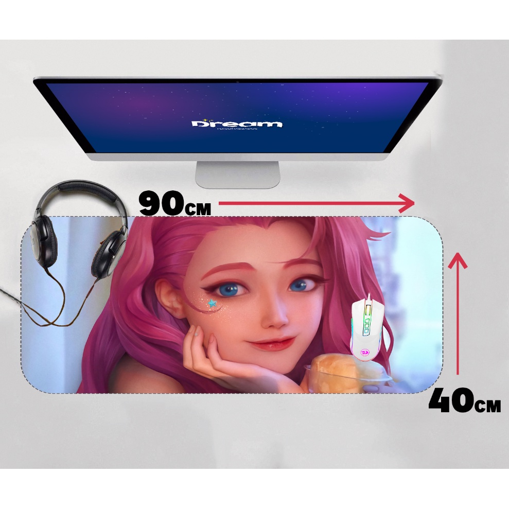 Mouse Pad Gamer Seraphine League of Legends LOL Extra Grande 90x40 ...