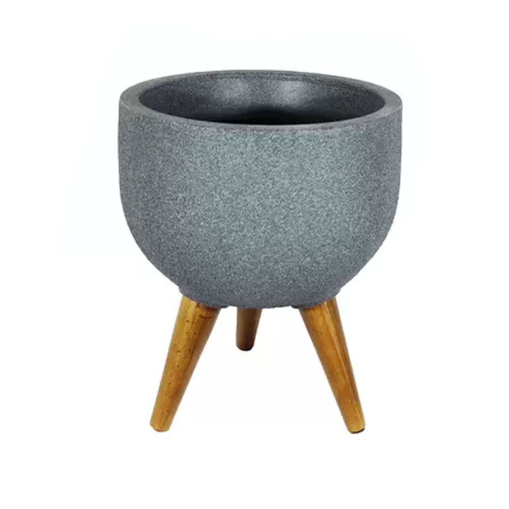 Vaso Redondo Japi Com Pe De Madeira Decore 33 Marmore | Shopee Brasil