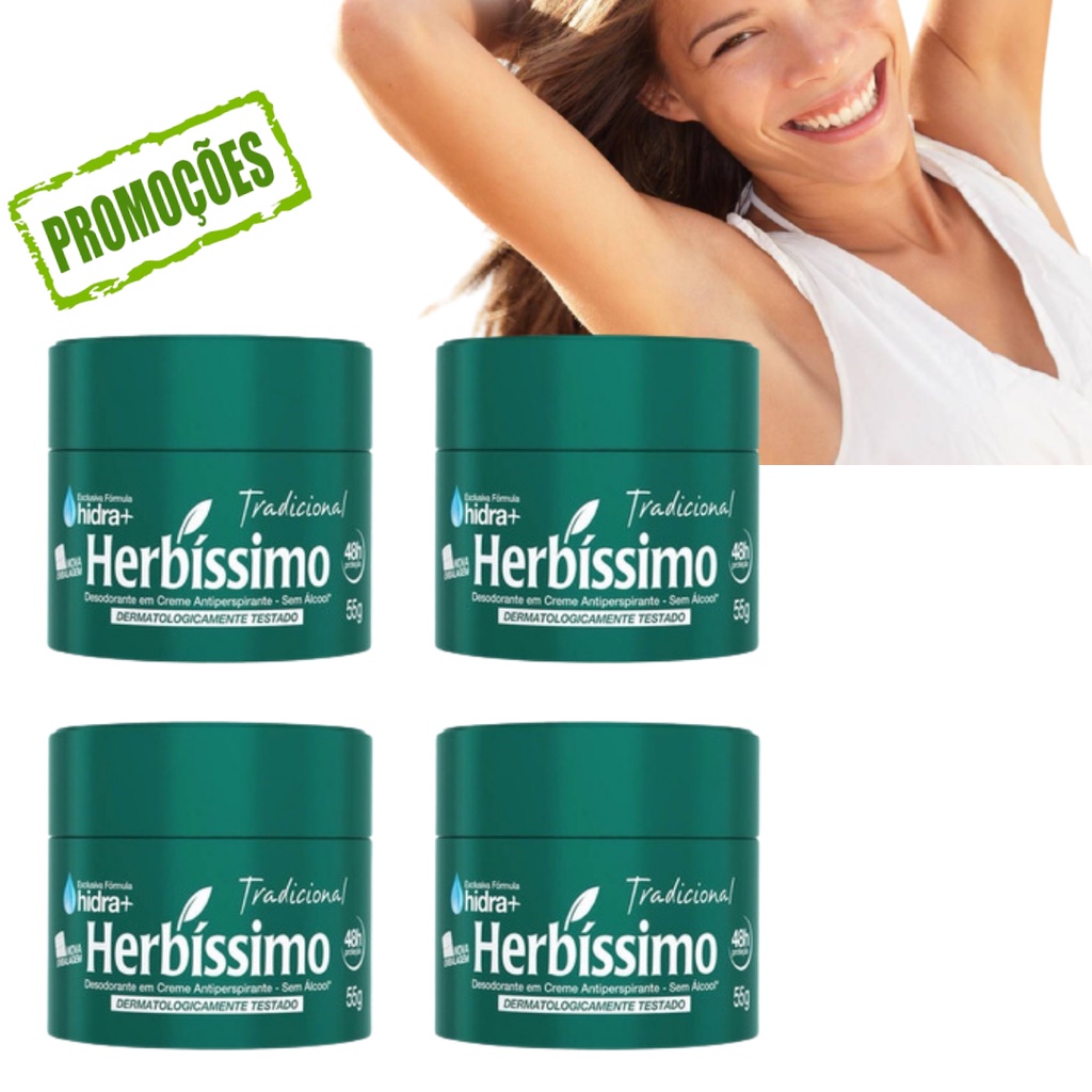 Kit 4un Desodorante Herbissimo Creme Antiperspirante Sem Alcool ...